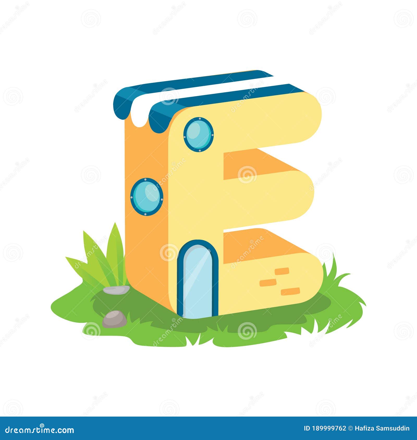 Home in the Shape of Alphabet E. Vector Illustration Decorative Design ...