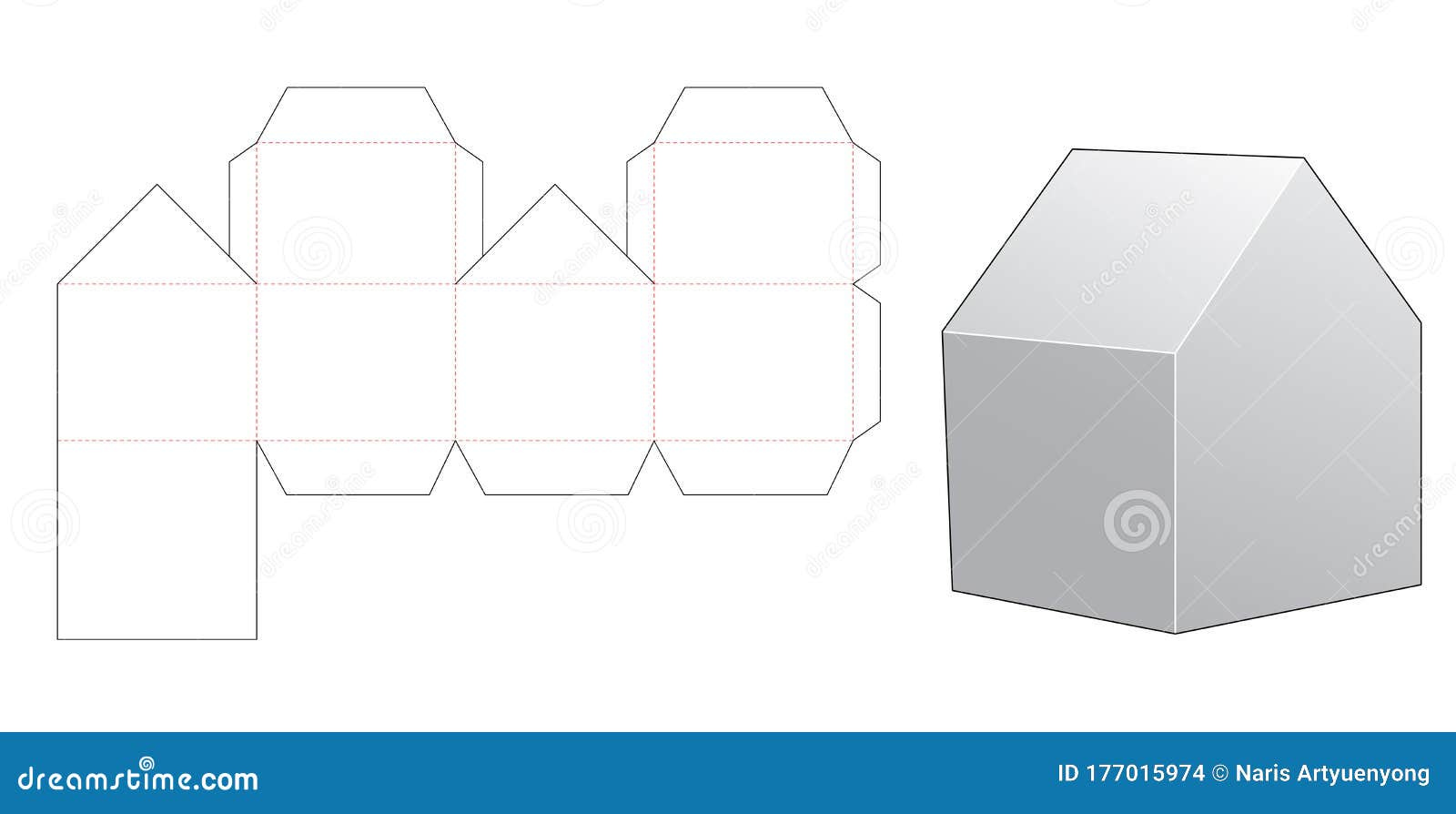 Home Shaped Gift Box Die Cut Template Stock Vector - Illustration of ...