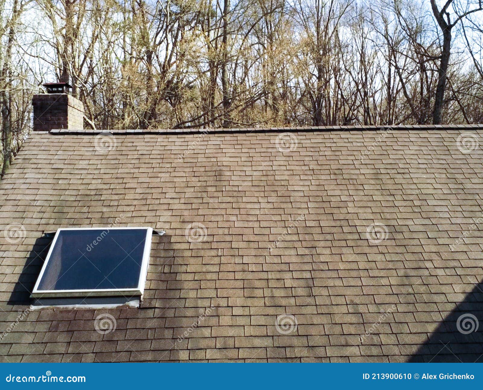 Home Shingle Roof with Skylight Stock Photo - Image of texture, rooftop ...