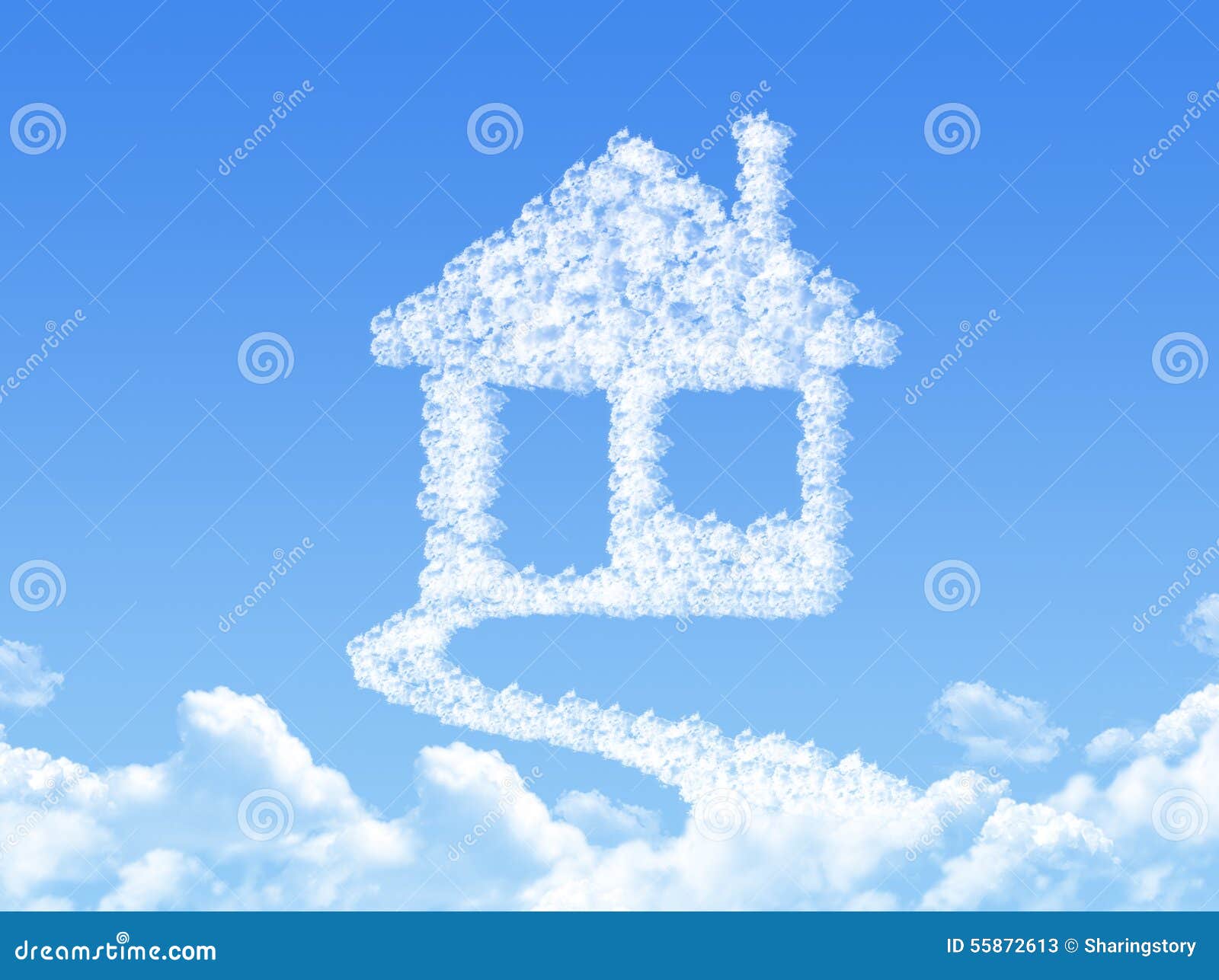 Home sign on Cloud shaped stock image. Image of blue - 55872613
