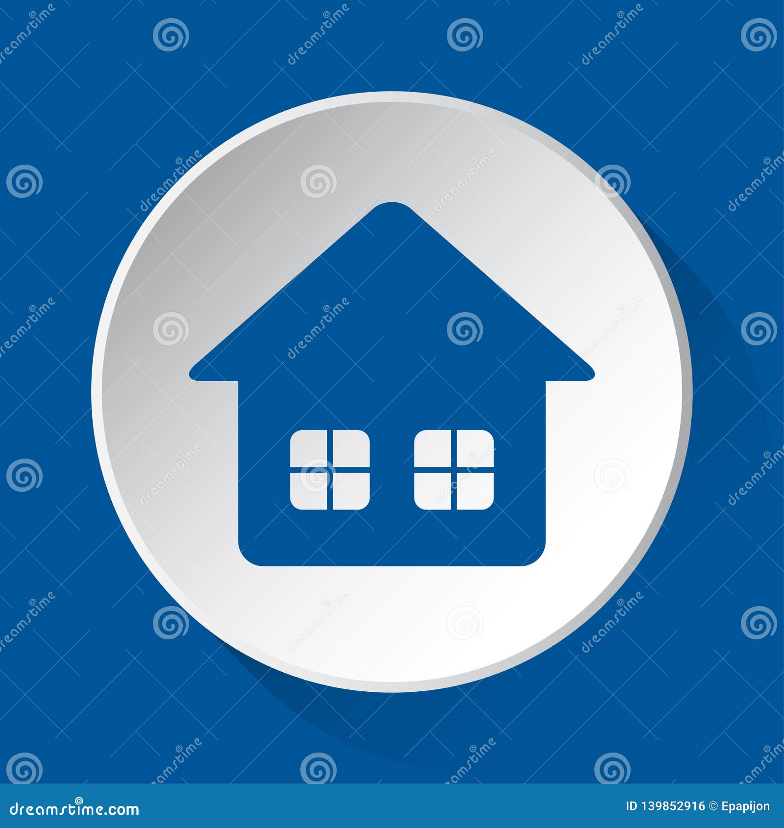 Home - Simple Blue Icon on White Button Stock Vector - Illustration of ...
