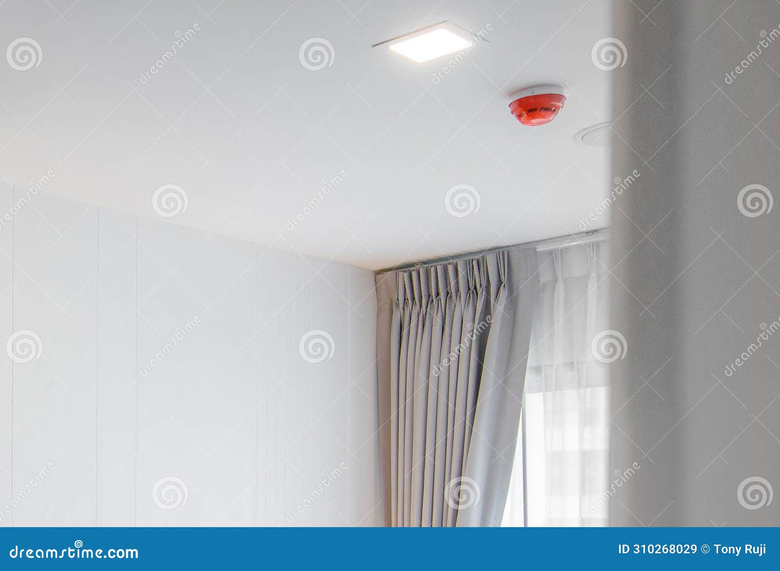 Home Smoke Detector on Roof in Apartment Stock Image - Image of blanket ...
