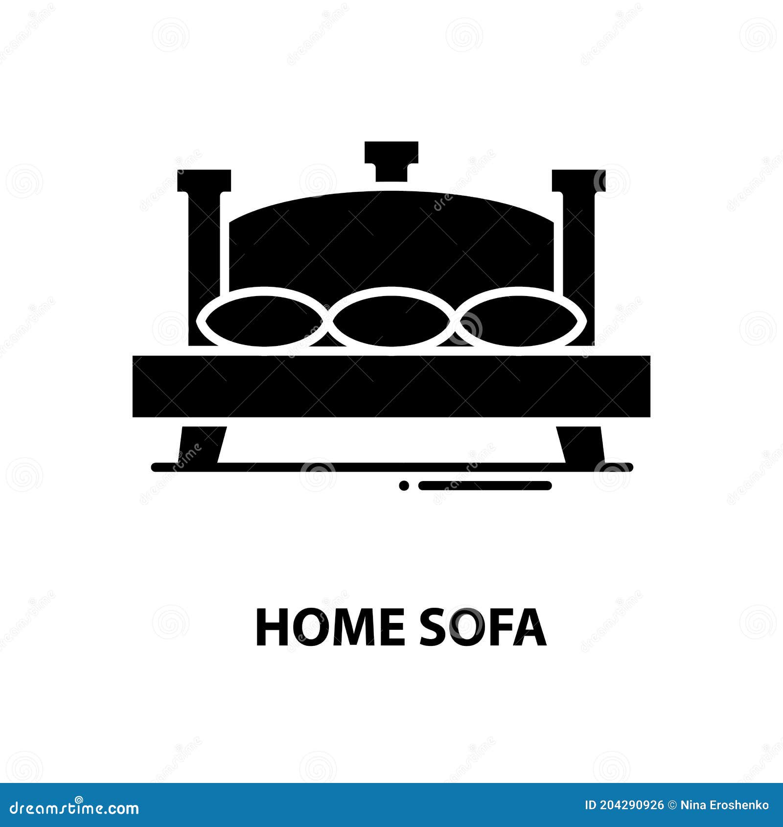 Home Sofa Icon, Black Vector Sign with Editable Strokes, Concept ...