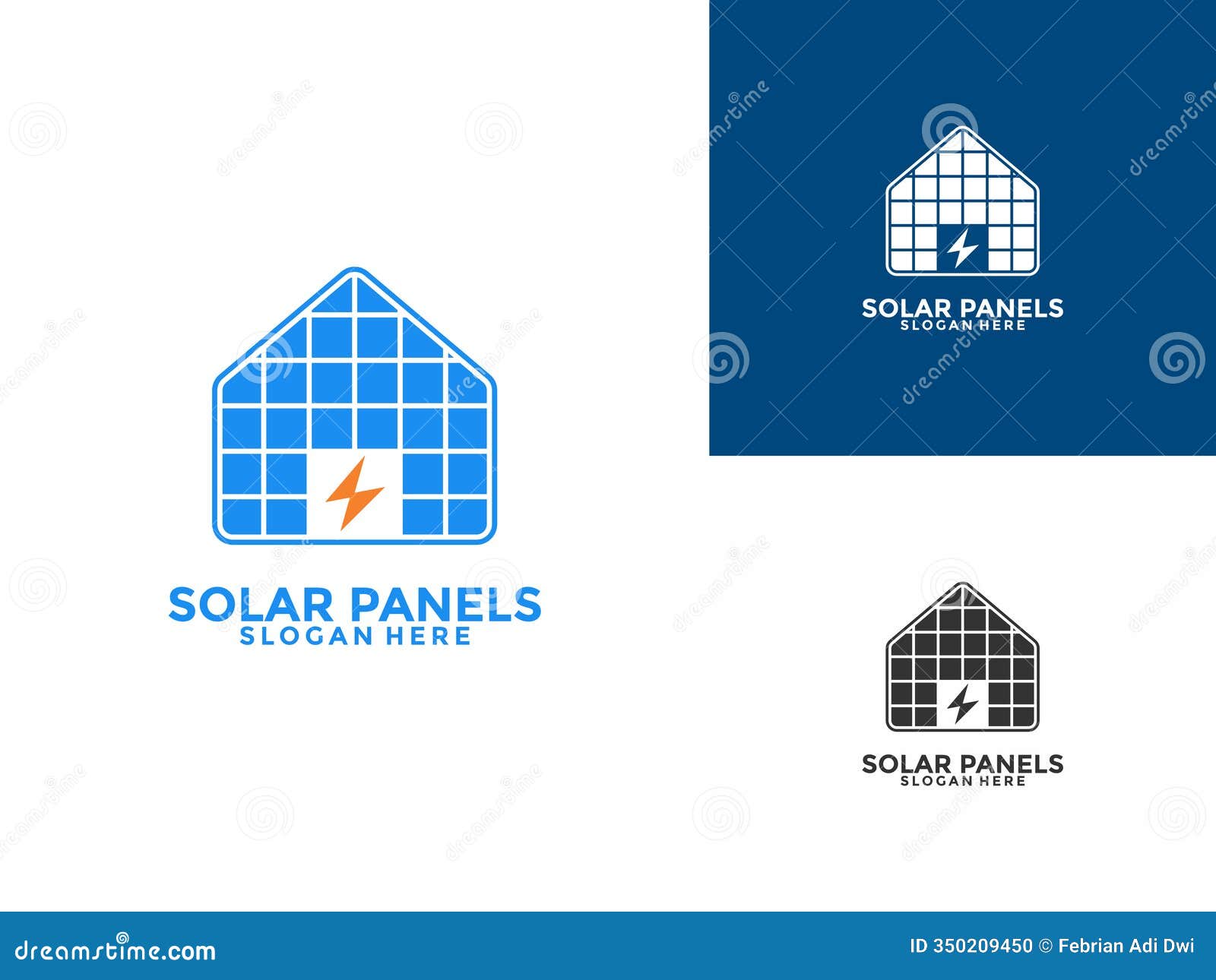 Home Solar Panel Logo Vector Design. Solar Energy with Lightning and ...