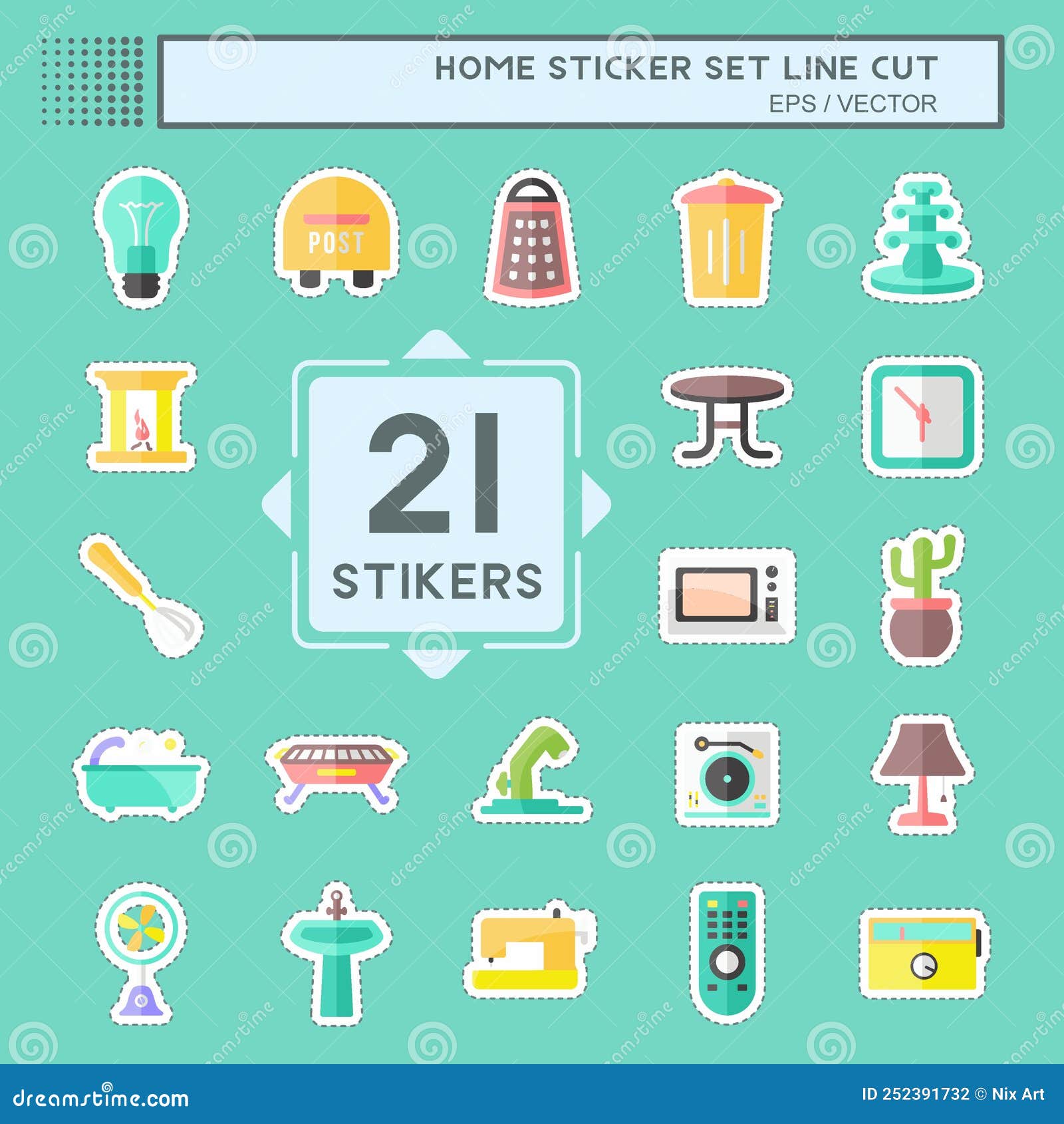 Home Sticker Line Cut Set. Suitable for Education Symbol. Simple Design ...