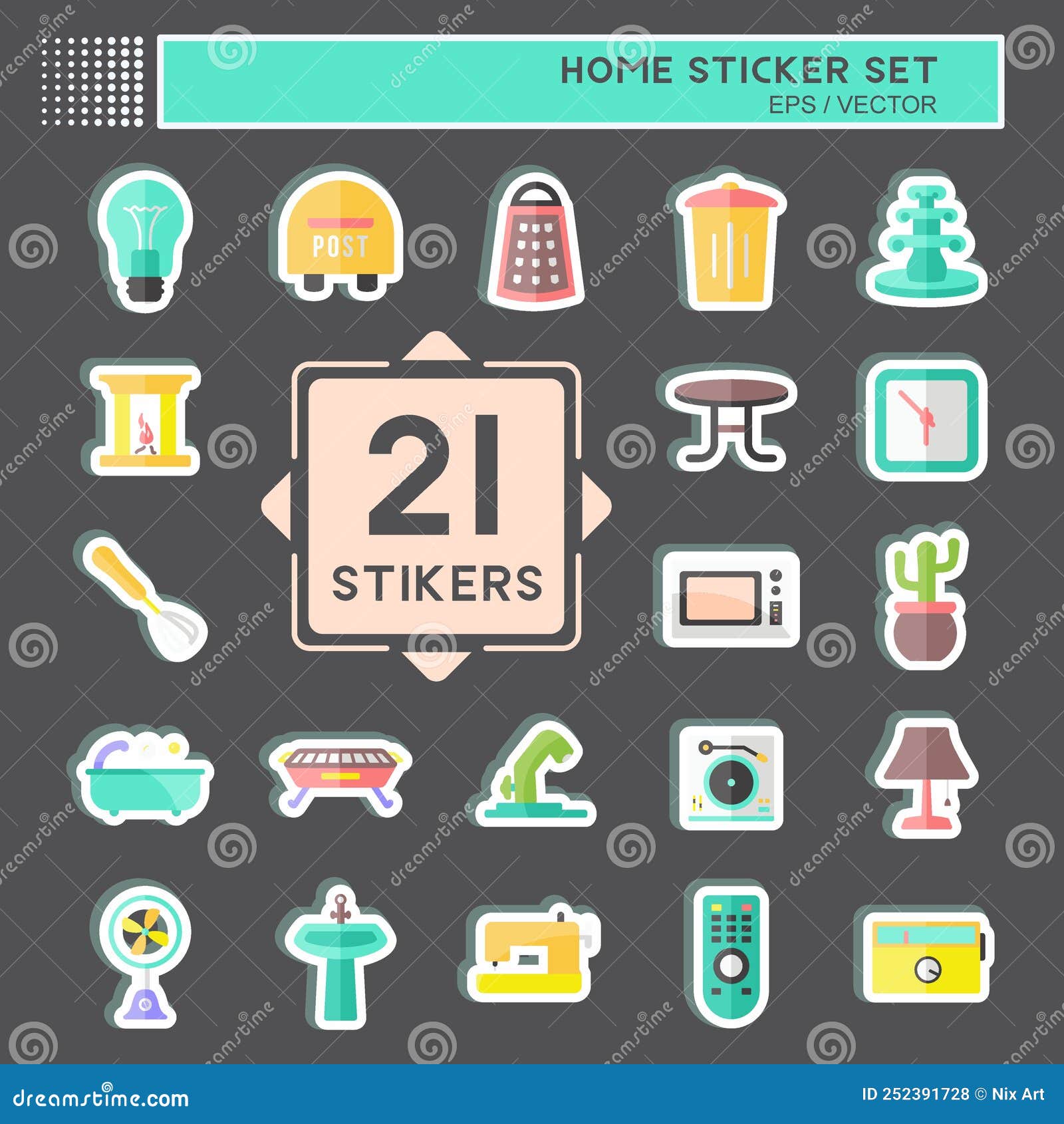 Home Sticker Set. Suitable for Education Symbol. Simple Design Editable ...