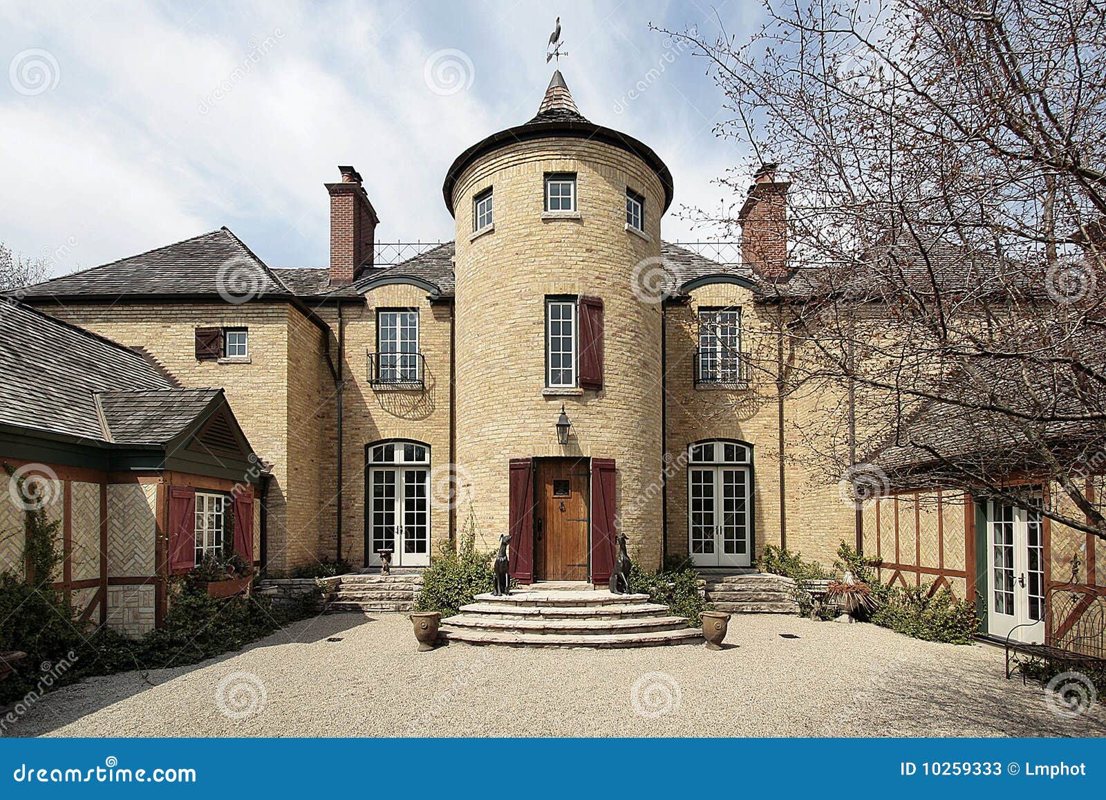 Home with stone turret stock image. Image of dwelling - 10259333