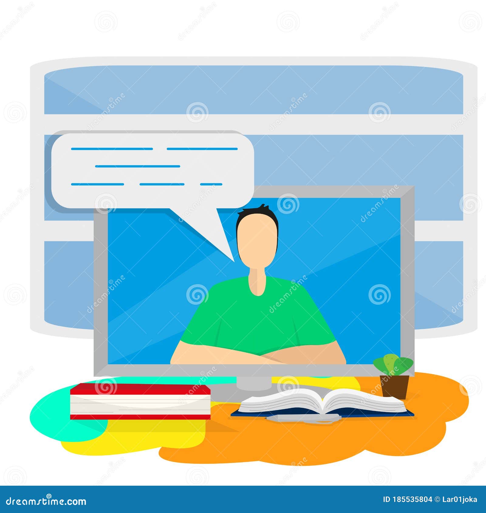 Home study concept stock vector. Illustration of computer - 185535804