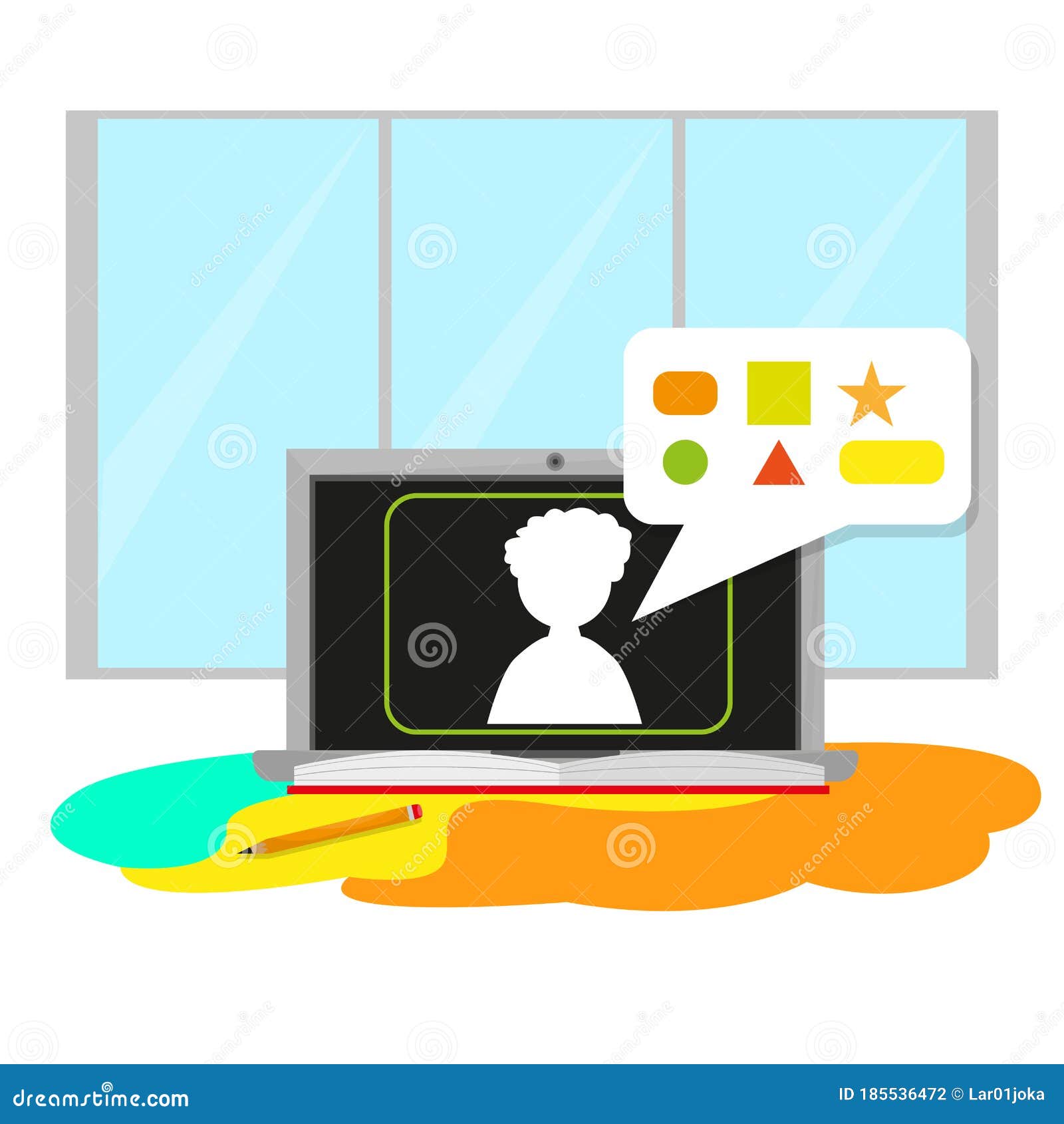 Home study concept stock vector. Illustration of laptop - 185536472
