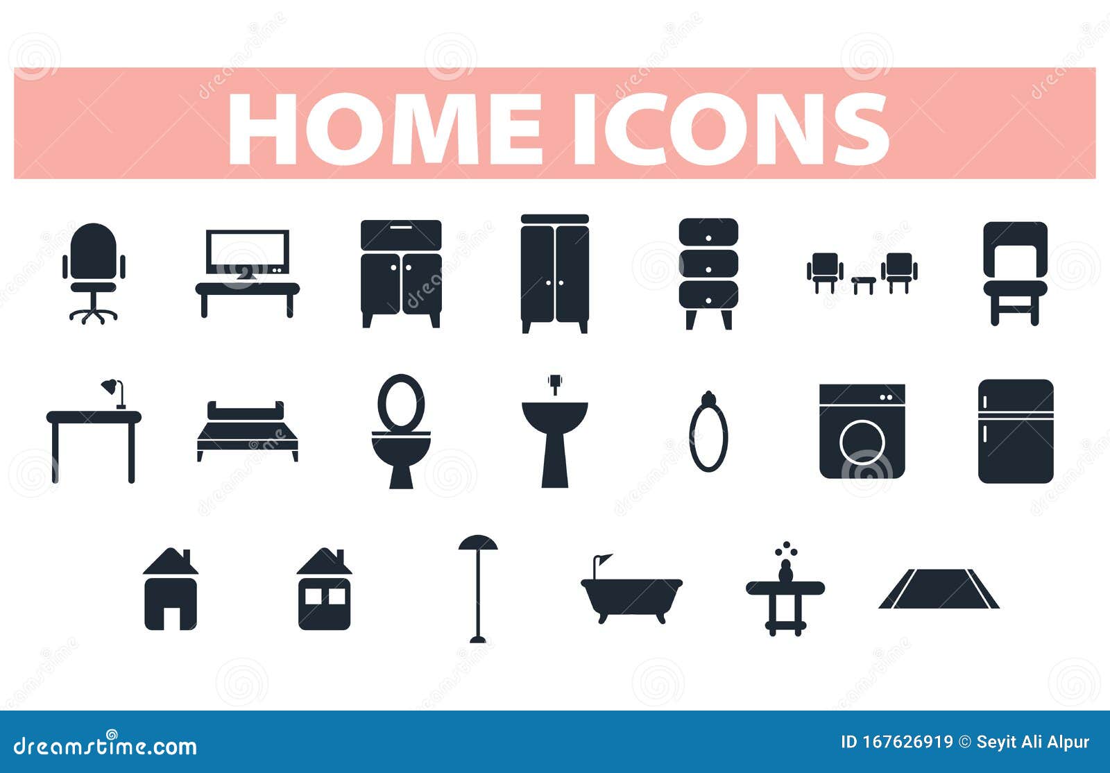 Home icons stock vector. Illustration of dinner, scoop - 167626919