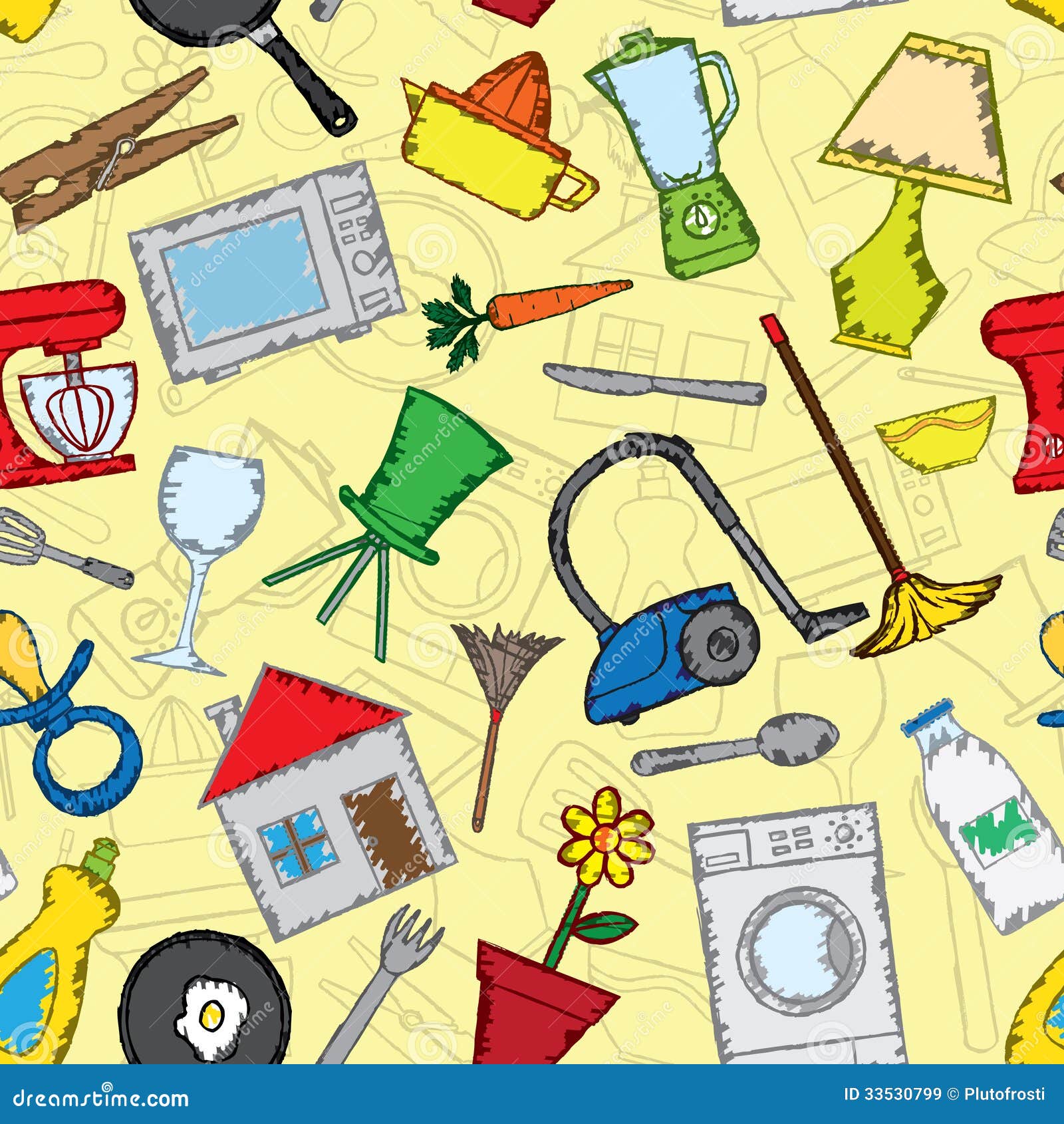 Home stuff pattern stock vector. Illustration of life - 33530799