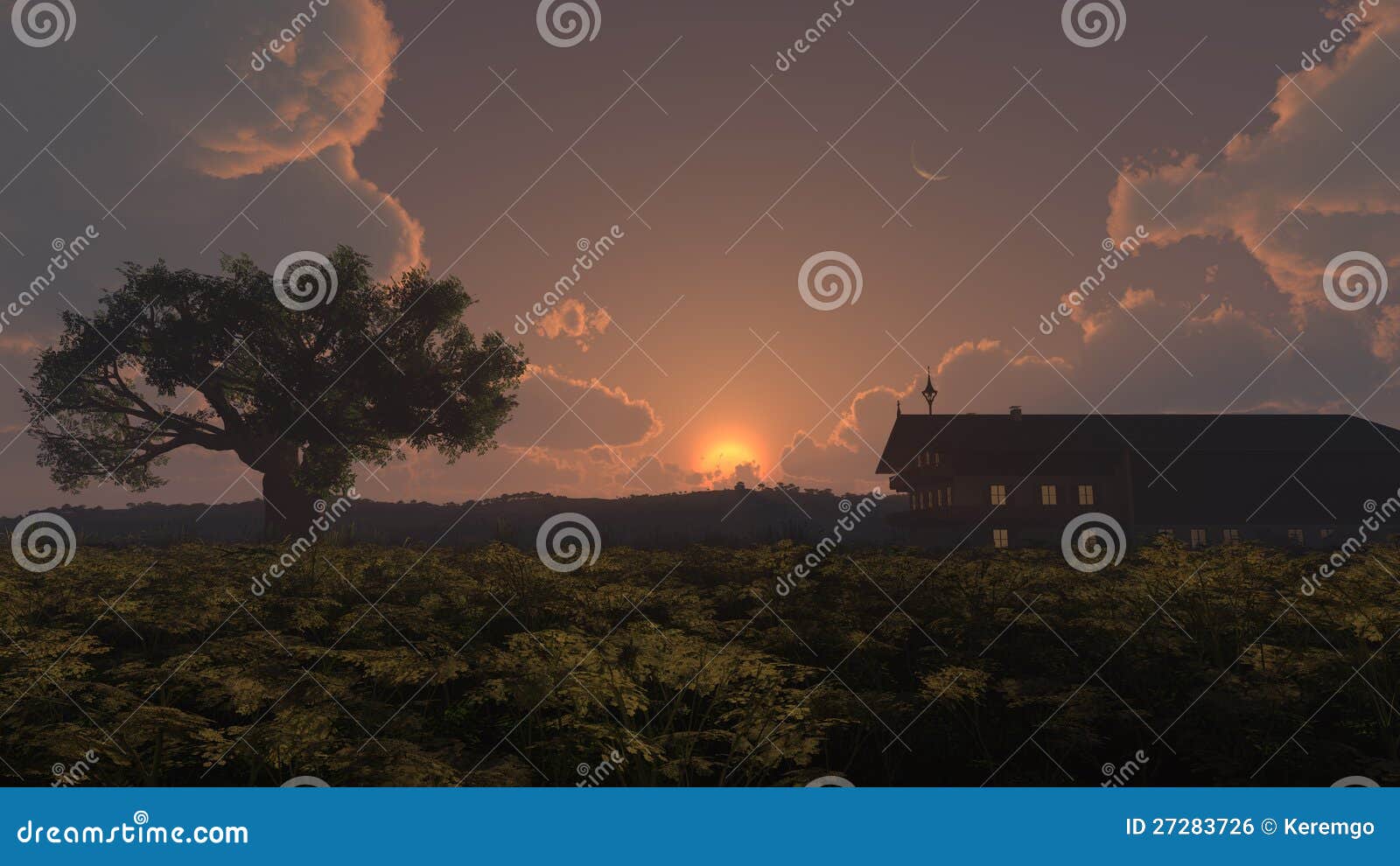 Home Sunset stock illustration. Illustration of farm - 27283726