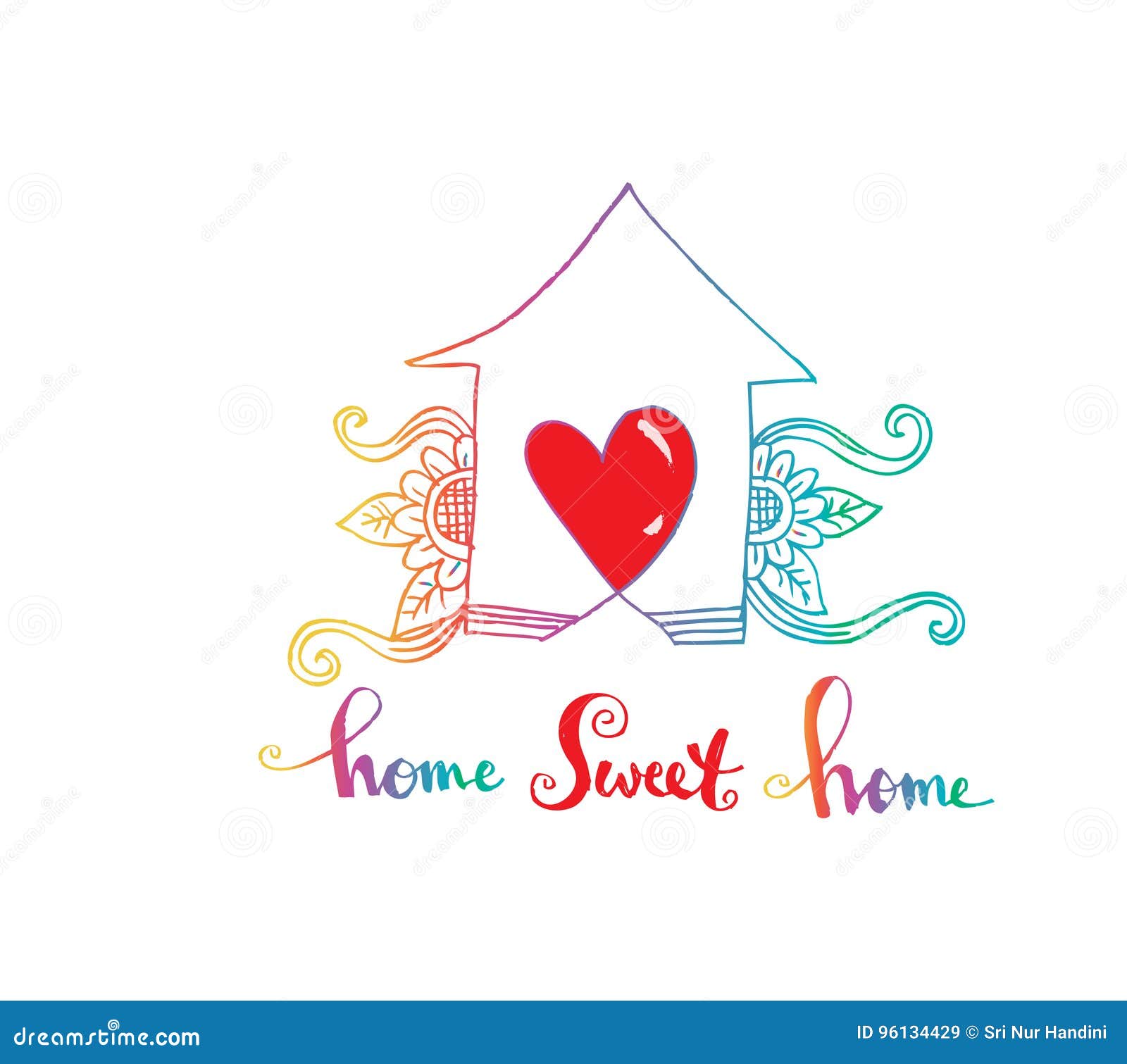 Home sweet home. stock illustration. Illustration of drawing - 96134429