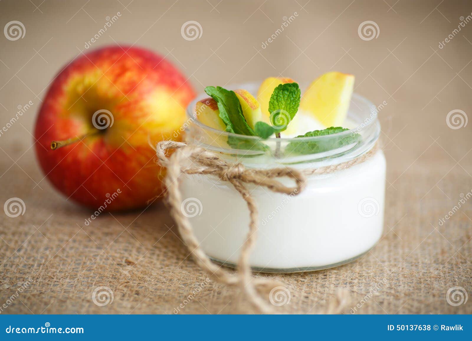 Home Sweet Yogurt with Apples Stock Photo - Image of dieting, lifestyle ...