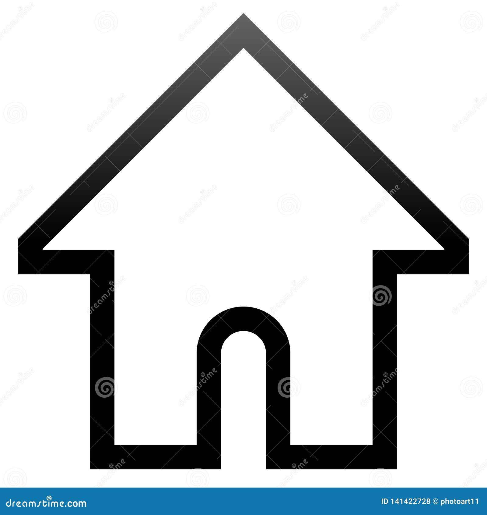 Home Symbol Icon - Black Gradient Outline, Isolated - Vector Stock ...