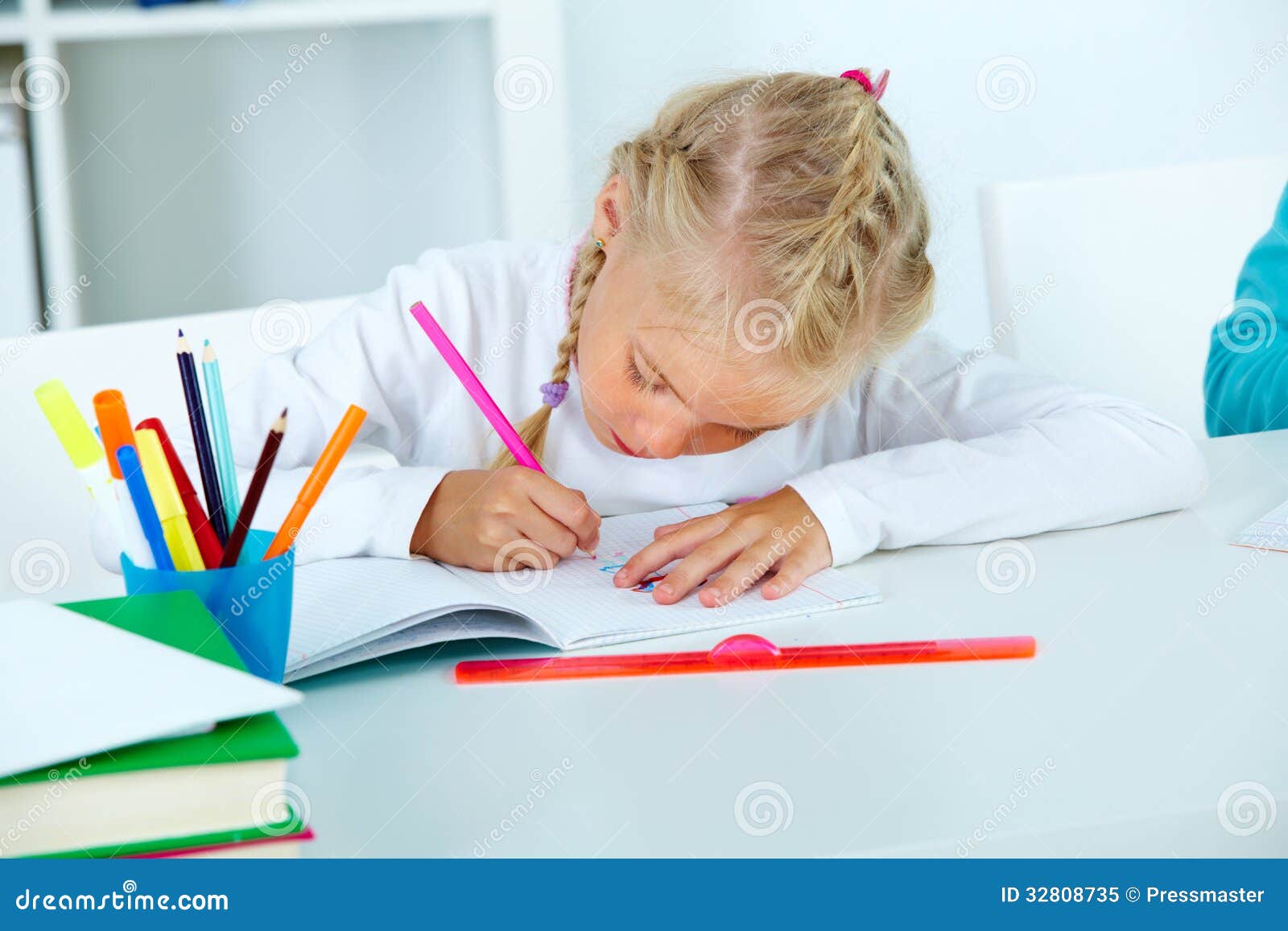Home task stock image. Image of concentration, drawing - 32808735