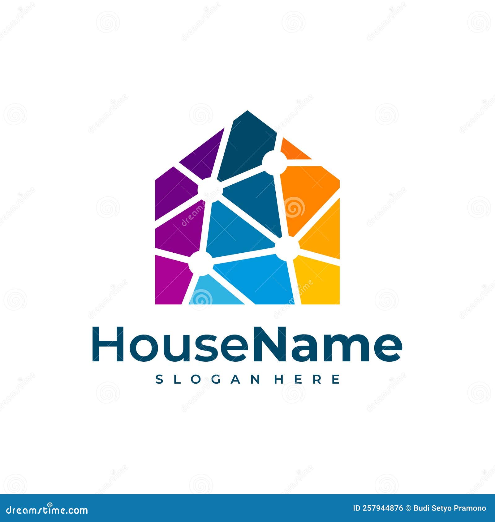 Home Tech with Connection Dot Line Art Style Logo Design Vector ...