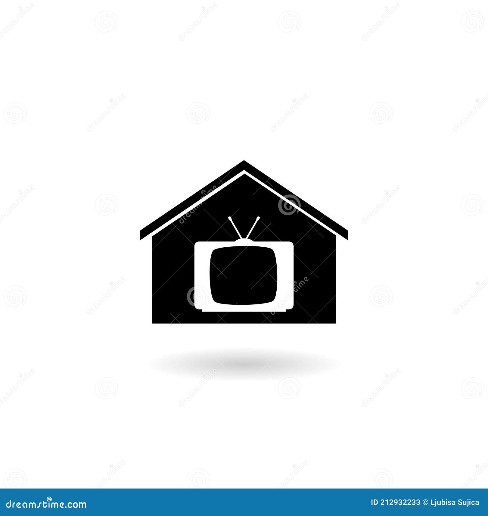 Home Television Icon with Shadow Stock Vector - Illustration of ...