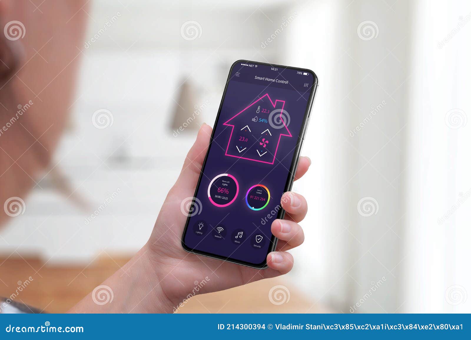 Home Temperature Control with Smart Phone App Concept Stock Photo ...