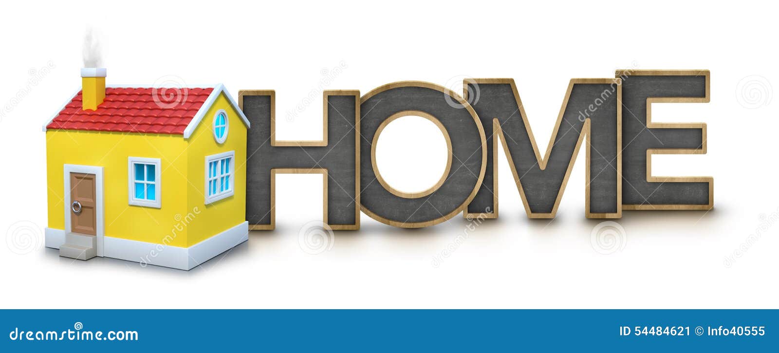 Home text with 3d house stock image. Image of lend, black - 54484621