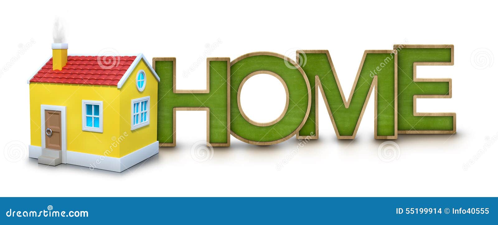 Home text with 3d house stock illustration. Illustration of lease ...