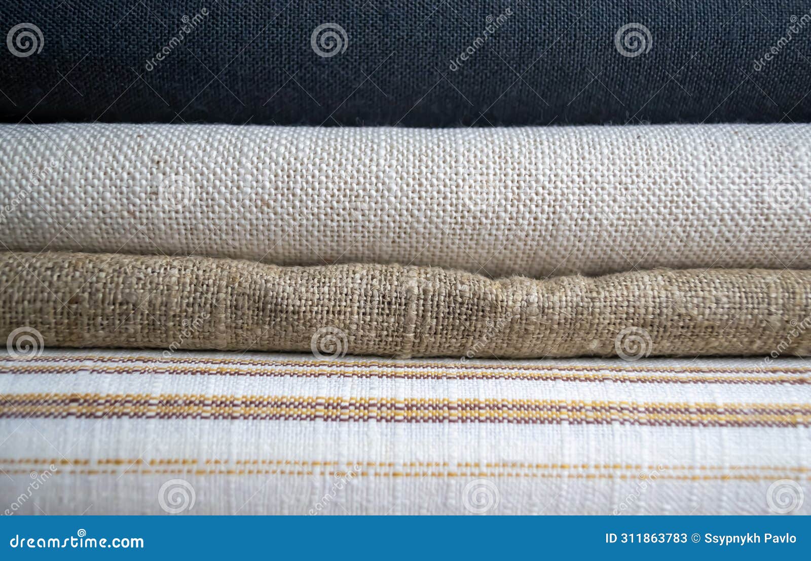 Home Textiles. Different Fabrics on Top of Each Other. the Fabrics are ...