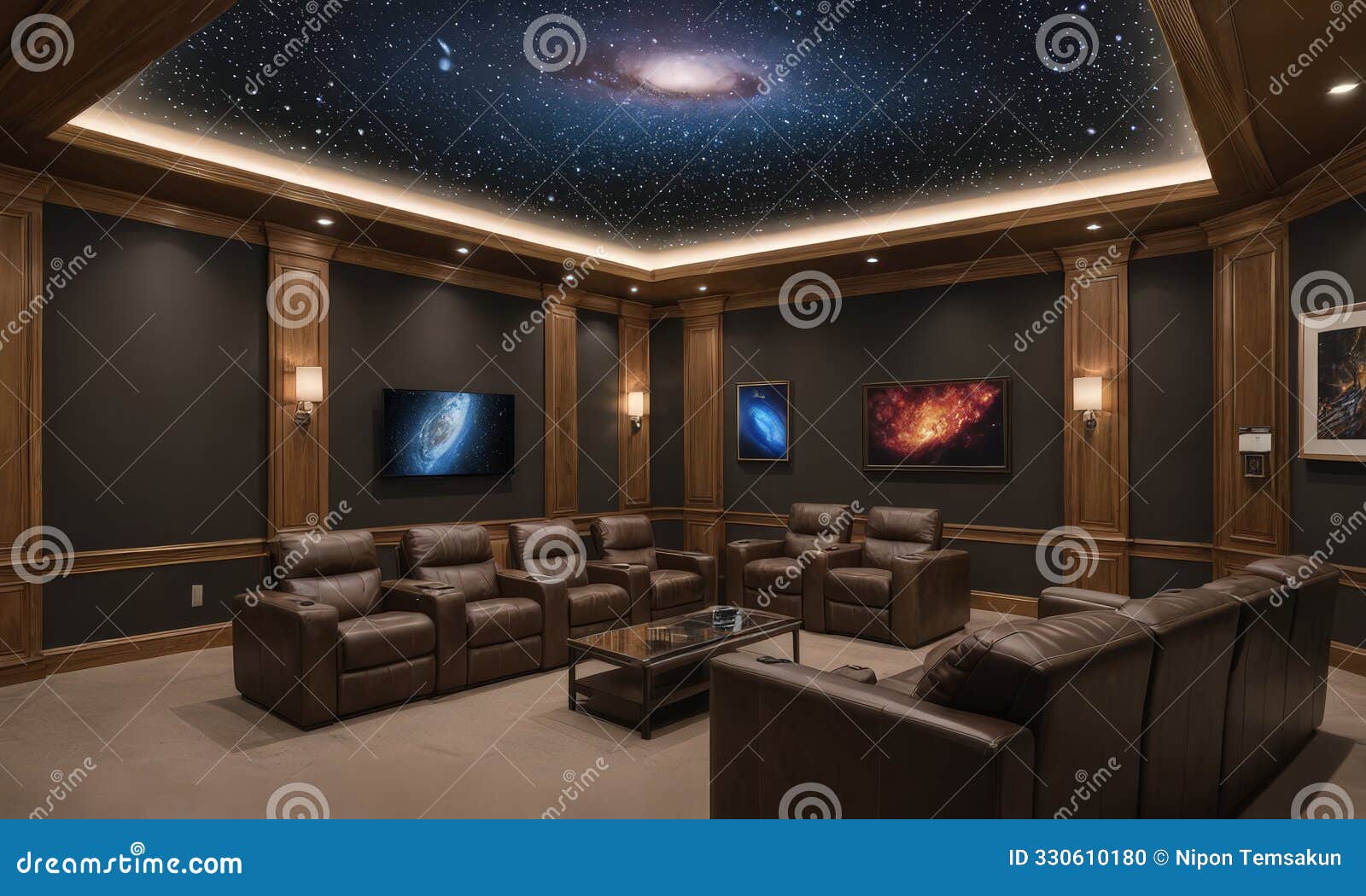 Home Theater with Ceiling and Ceiling with Starr Ceiling Stock Photo ...
