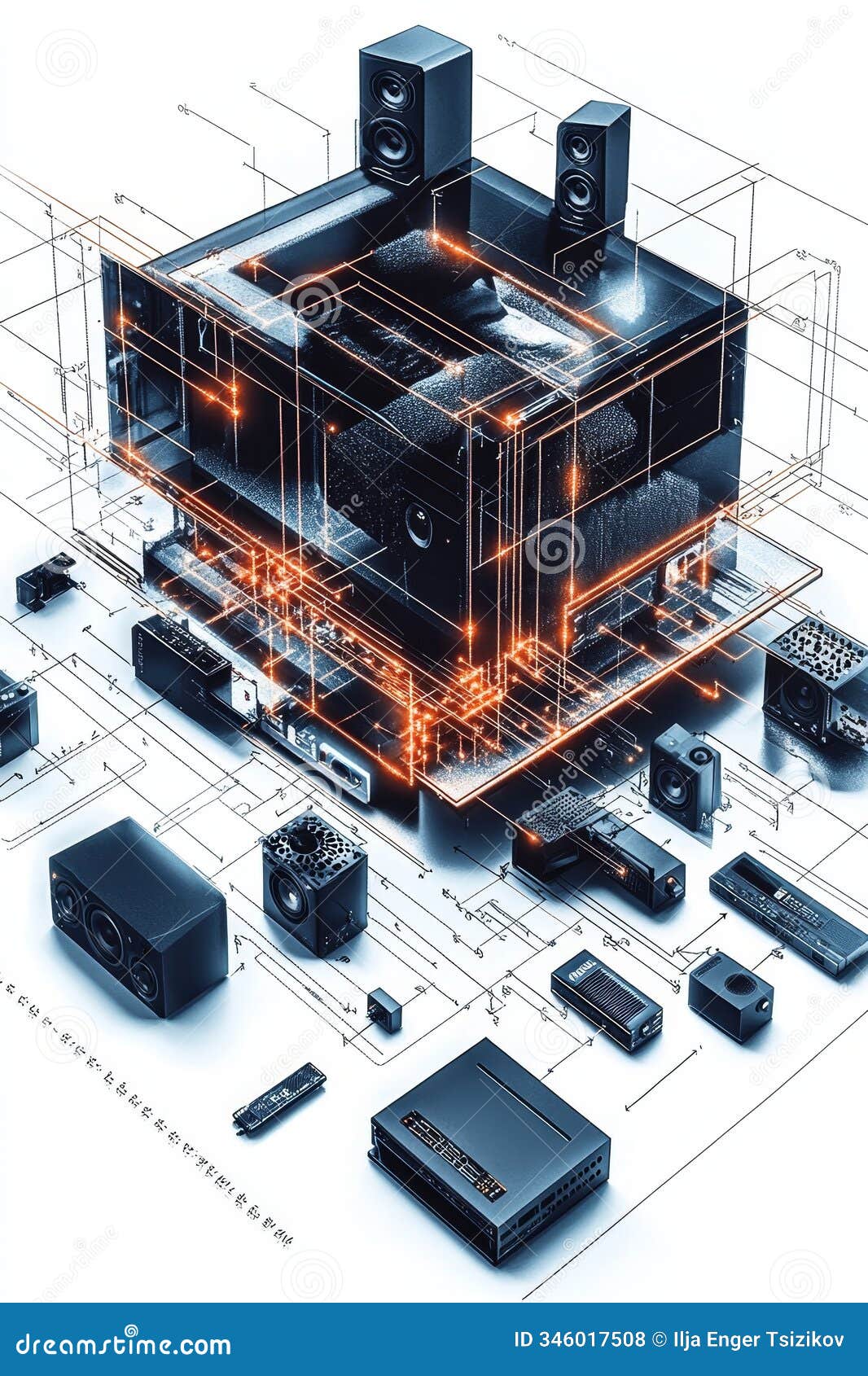 Home Theater System Exploded View Components, Connections, and ...