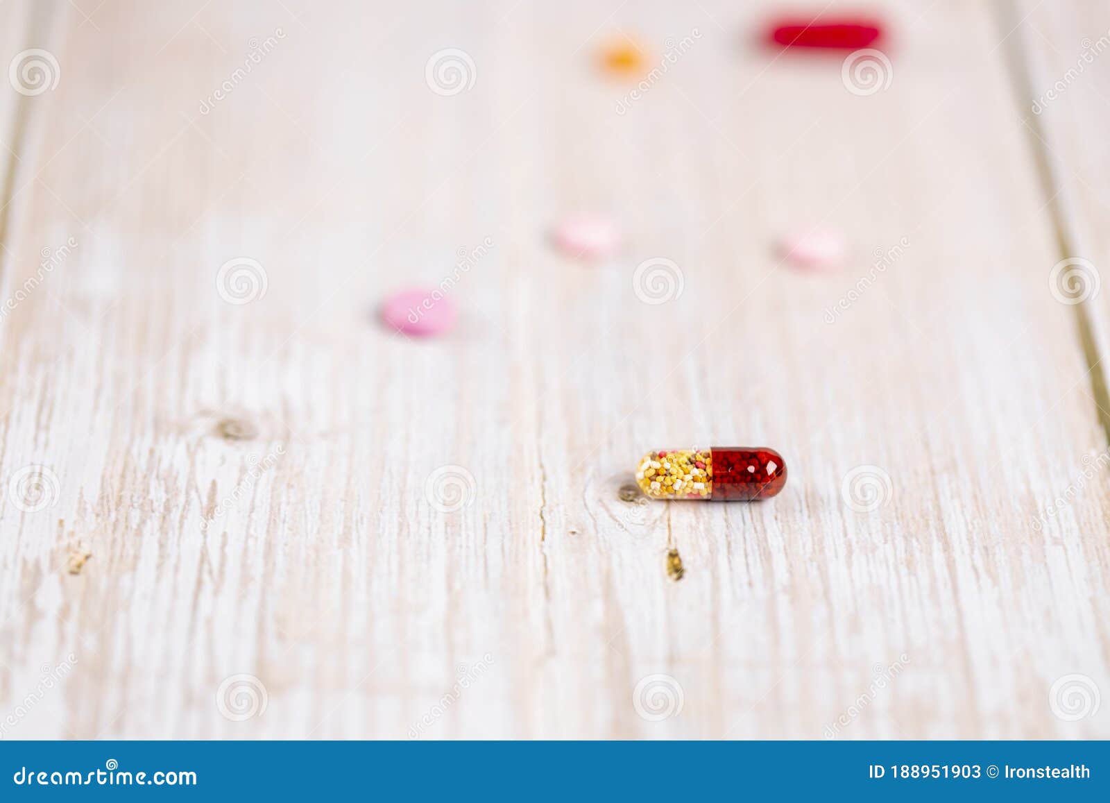 Home Therapy. One Red Clear Capsule of Microgranules Stock Image ...