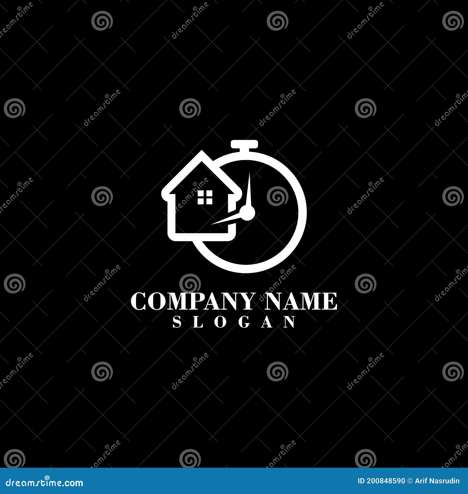 Home with Time Logo Inspiration Design Icon Template Stock Illustration ...