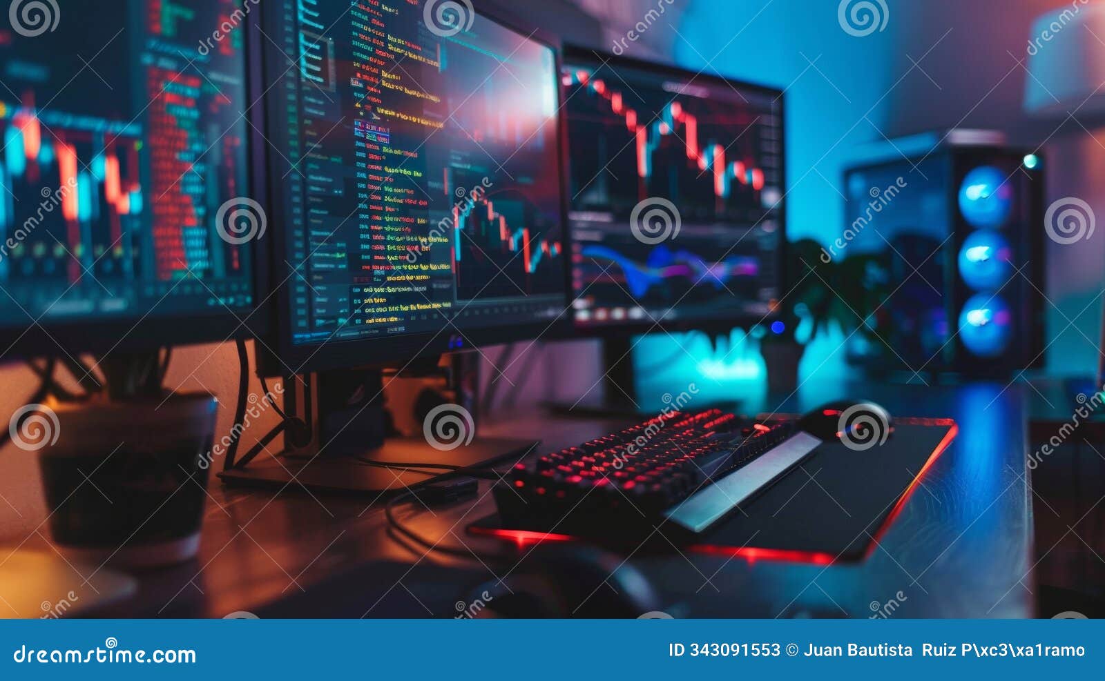 Home Trading Setup with Financial Charts and Data Analytics Stock Image - Image of investment ...