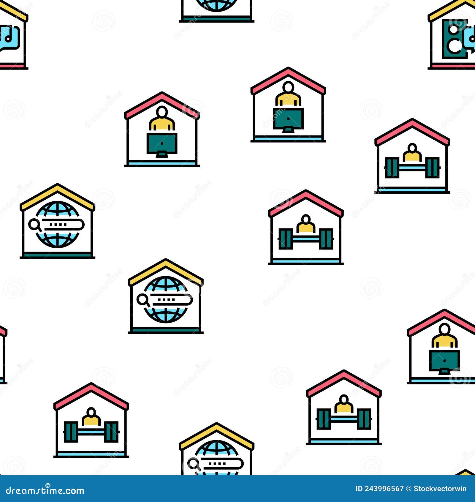 Home Training Course Vector Seamless Pattern Stock Illustration ...