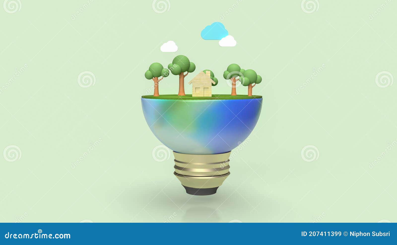 The Home and Tree on Half Earth for Ecology Content 3d Stock Image ...