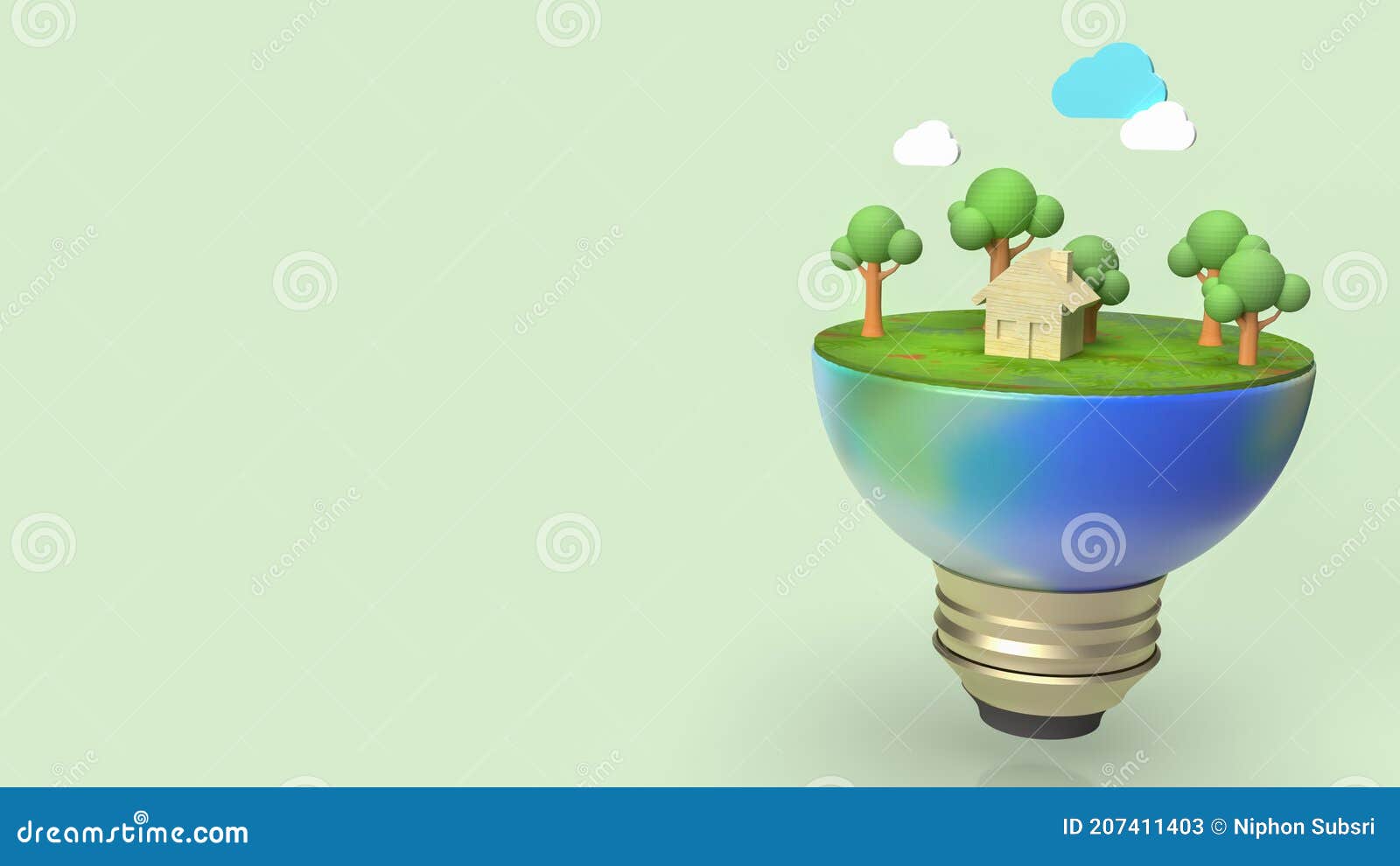 The Home and Tree on Half Earth for Ecology Content 3d Stock Image ...