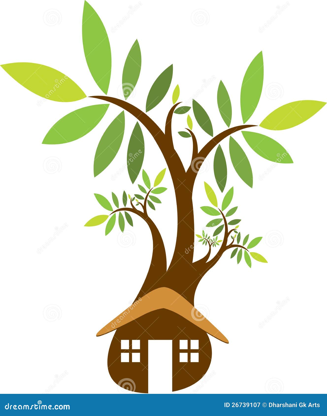 Home Tree Logo Cartoon Vector | CartoonDealer.com #22275021