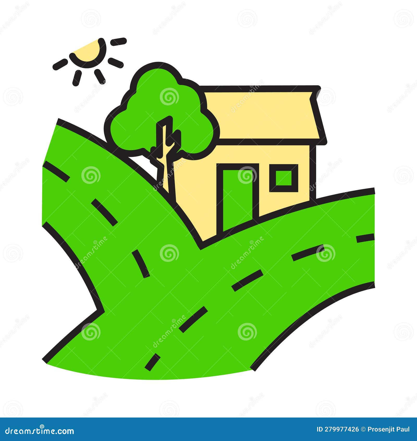 Home, Tree, Road, Village Home Icon Stock Vector - Illustration of ...