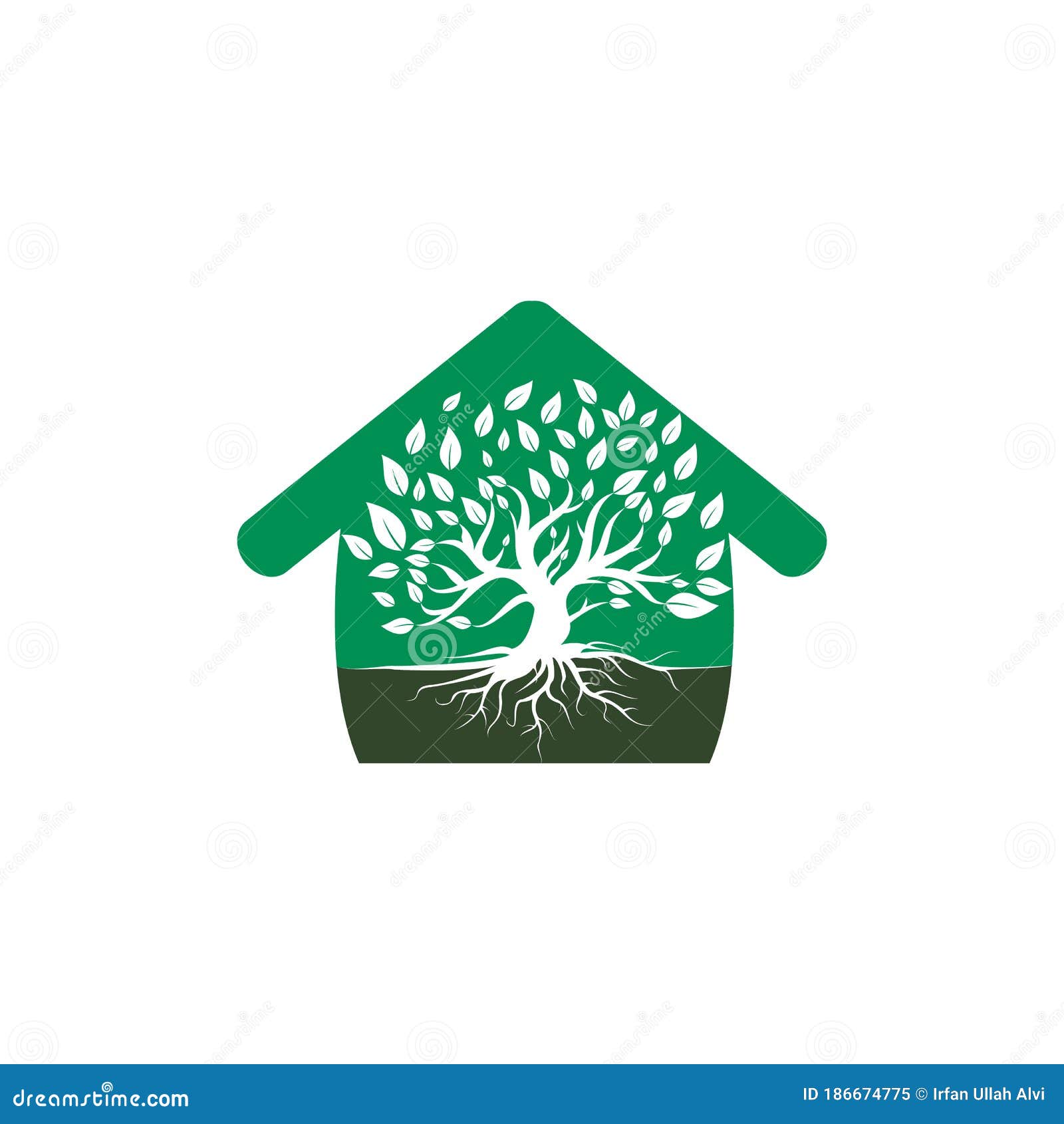 Home Tree Roots Vector Logo Design. Stock Vector - Illustration of ...