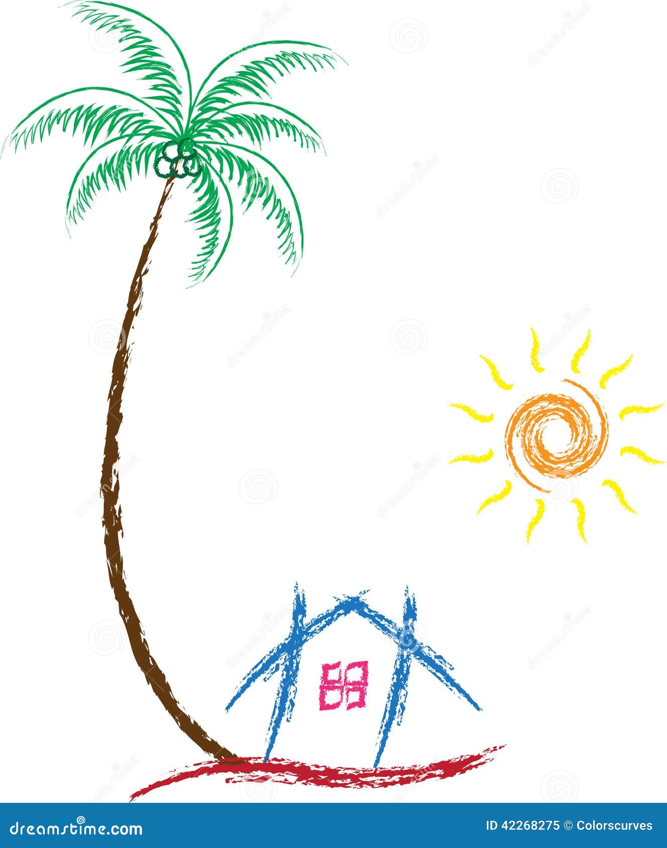 Home tree sun stock vector. Illustration of beach, abstract - 42268275