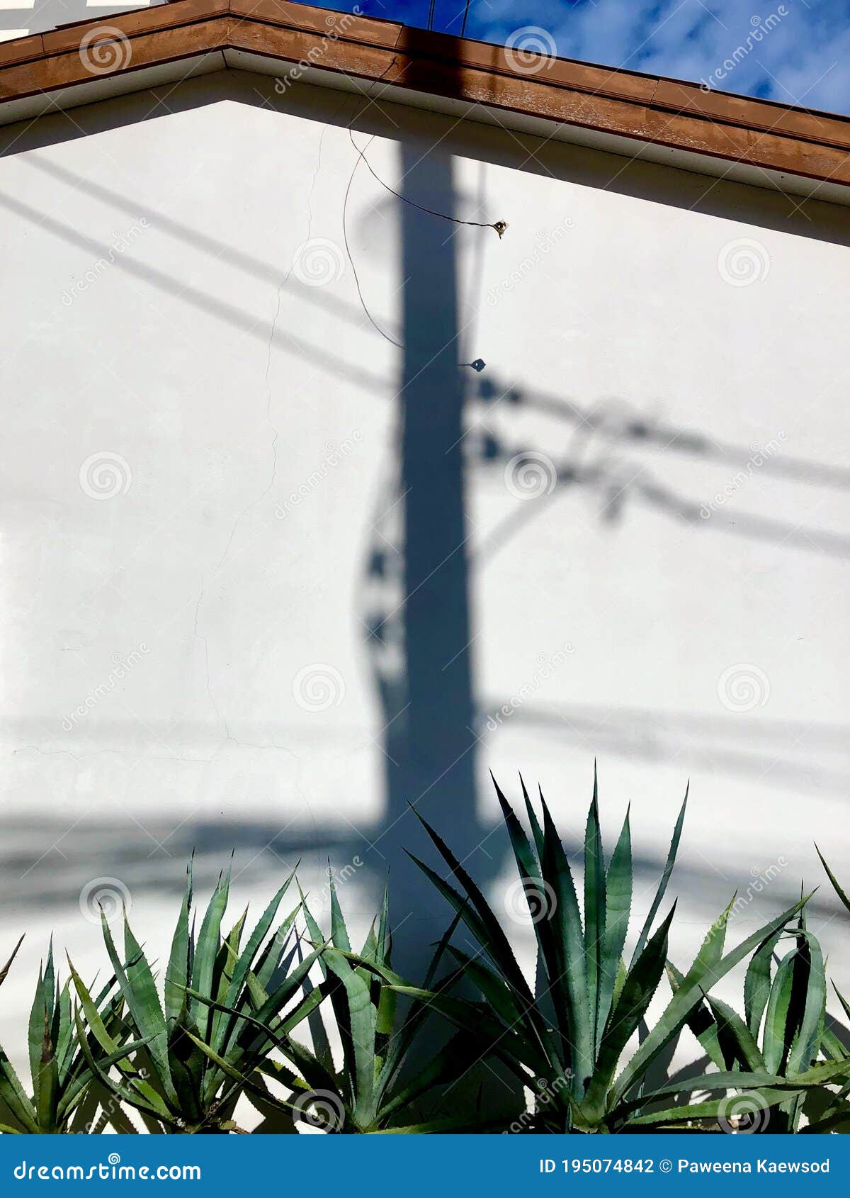 The Shadow Of The Electric Pole In The Background Of The Sun Stock ...