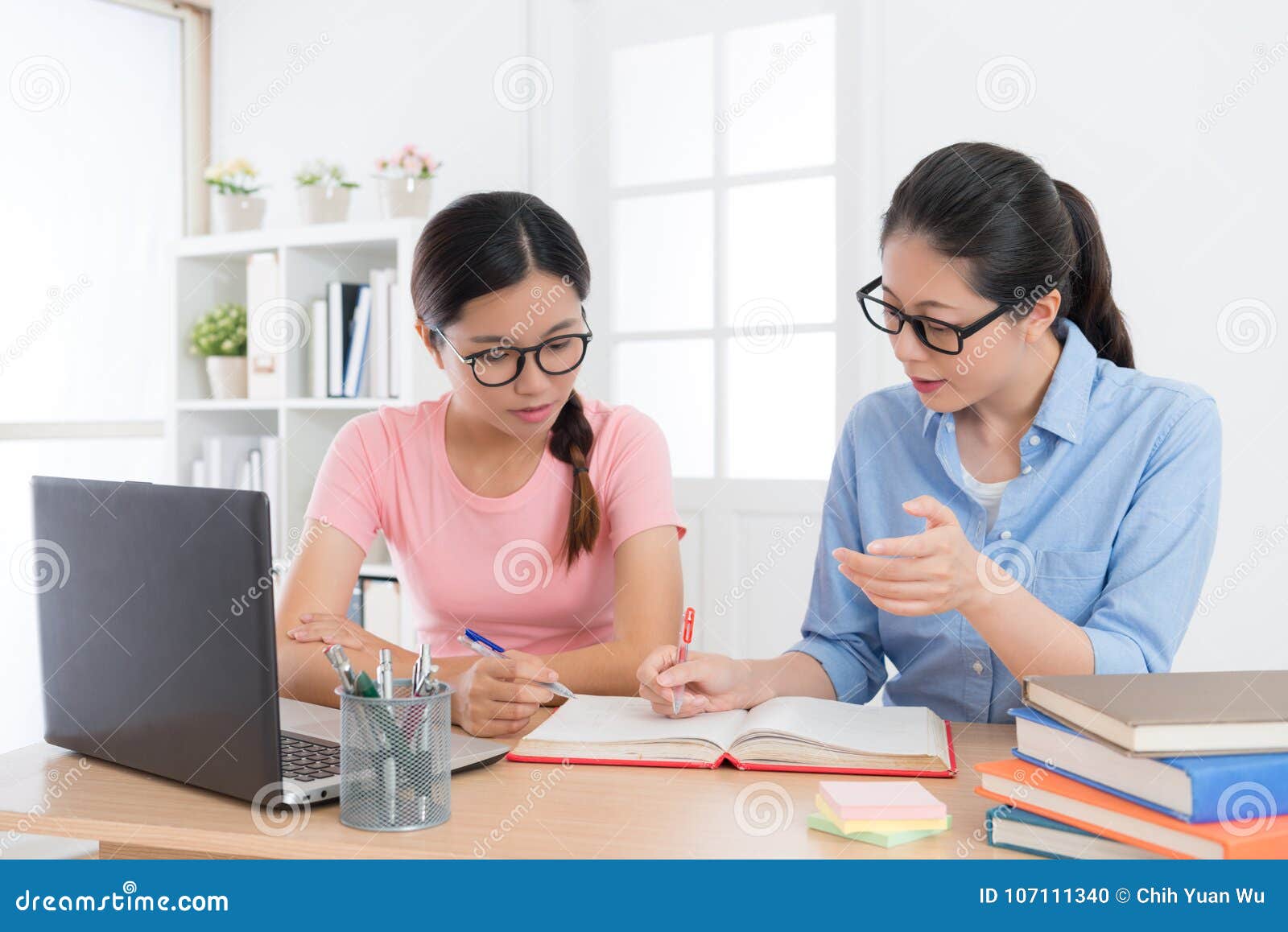 Home Tutor Woman Teaching Young Female Student Stock Photo - Image of ...