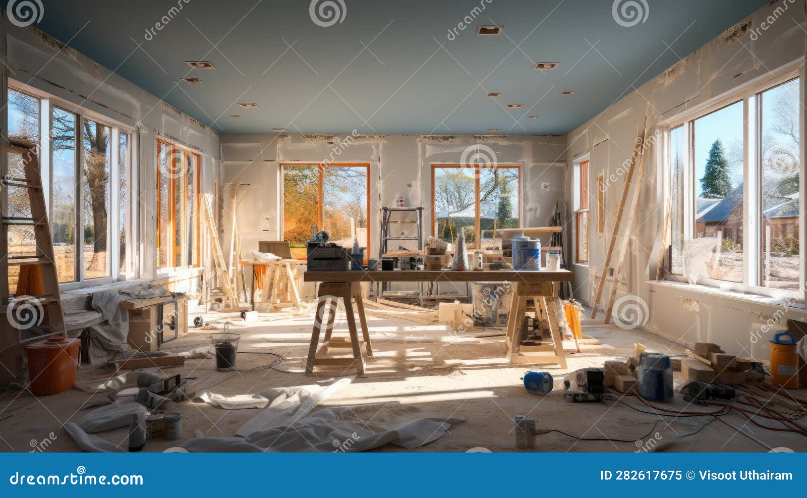 Home Under Construction, Interior Construction of Housing, Construction ...