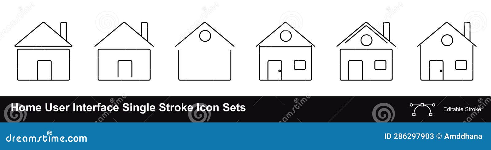 Home User Interface Single Stroke Vector Icons Scalable Stock Vector ...