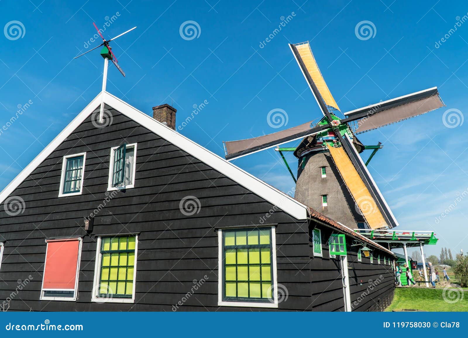 Home and Windmill in Netherlands Editorial Image - Image of outdoors ...
