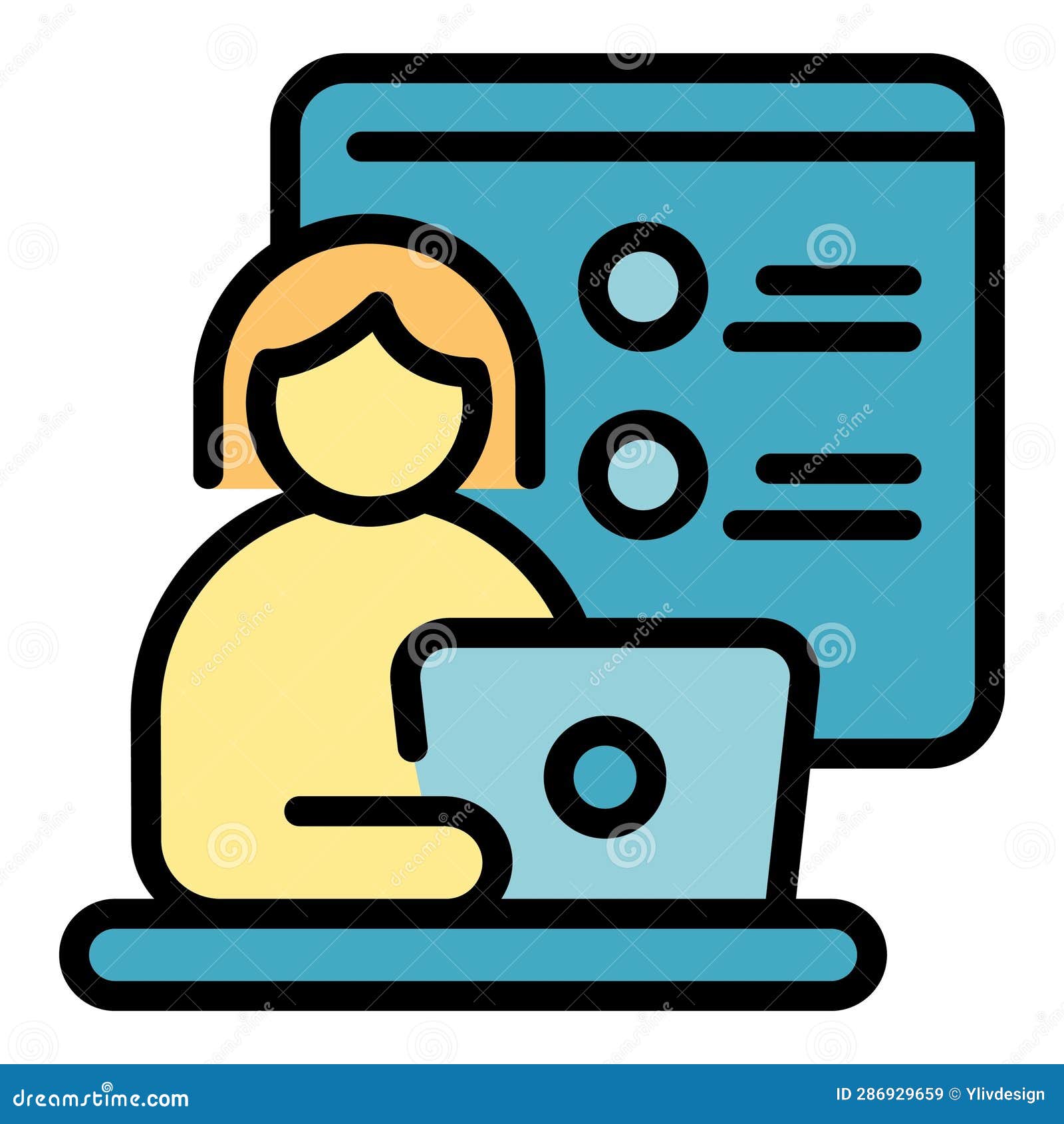 Home Work Isolation Icon Vector Flat Stock Illustration - Illustration ...