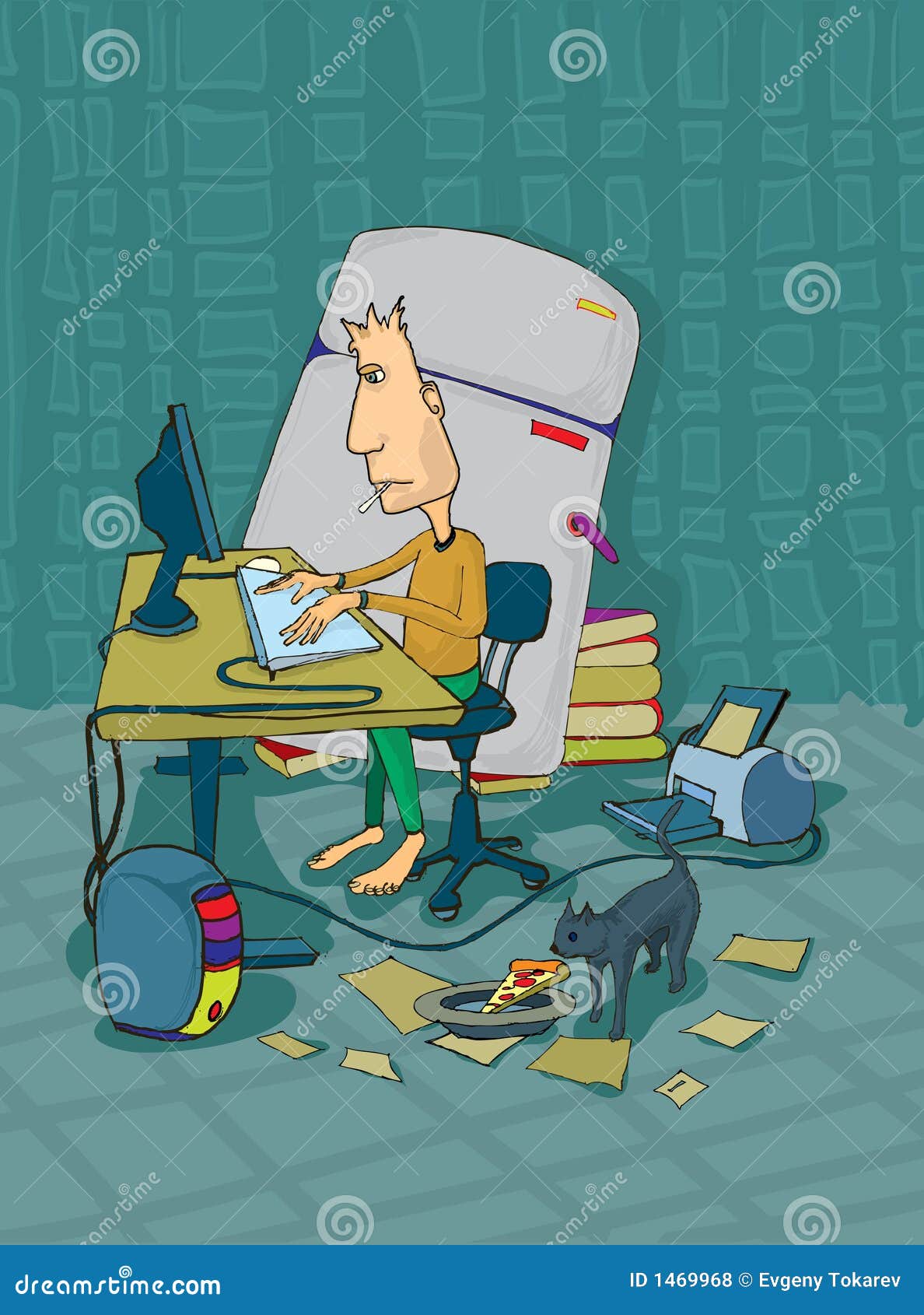 Home worker stock vector. Illustration of monitor, vector - 1469968