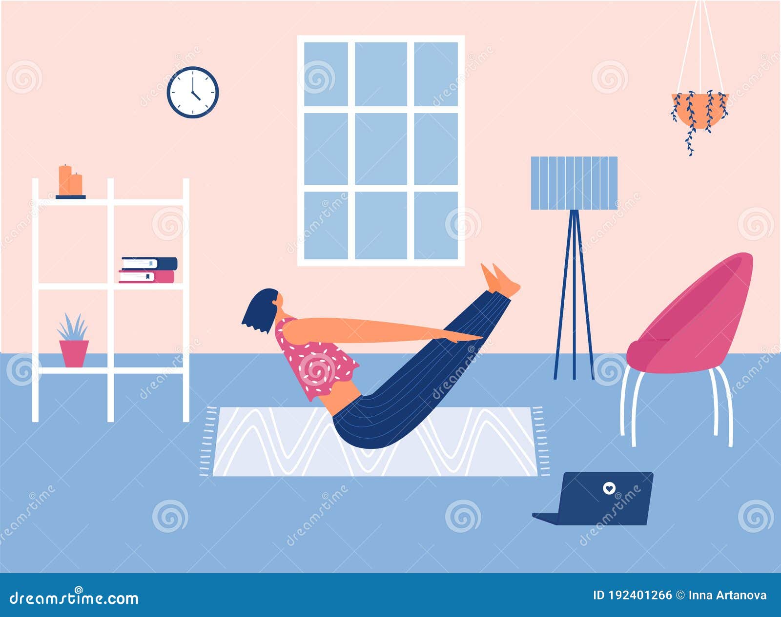 Home Workout Concept. Vector Illustration. Stay Home. Stock Vector ...