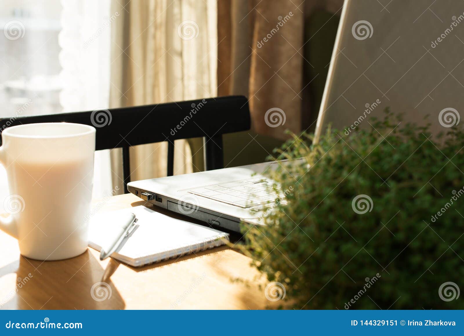 Flat Design Workspace Home Workplace Background Stock Photos - Download ...