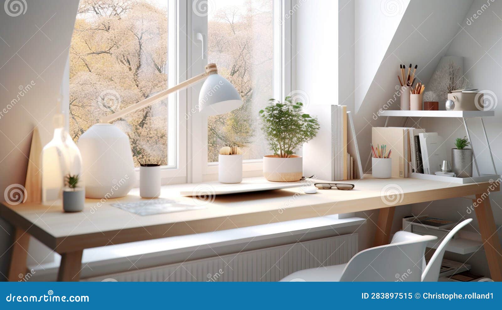 Home Workplace - Telework Concept - Generative AI Stock Image - Image ...