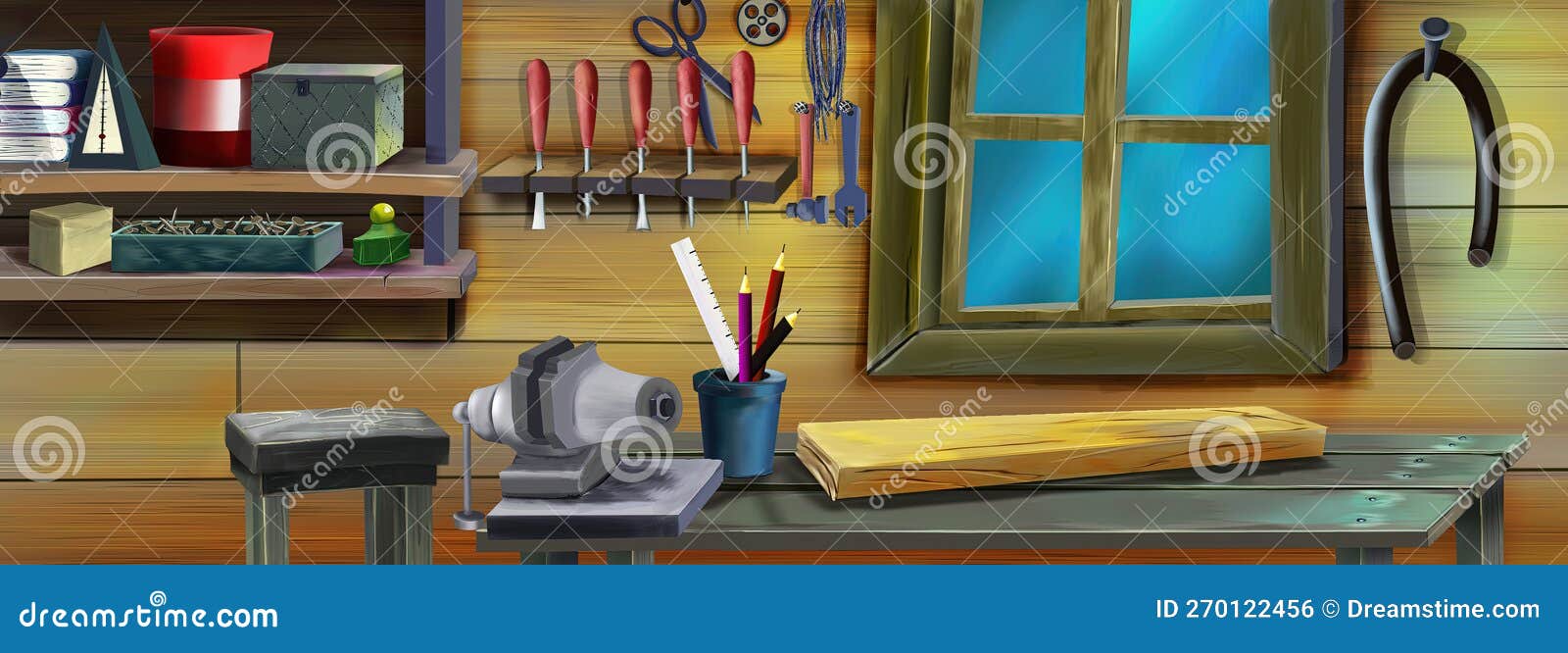 Home workshop illustration stock illustration. Illustration of vintage ...