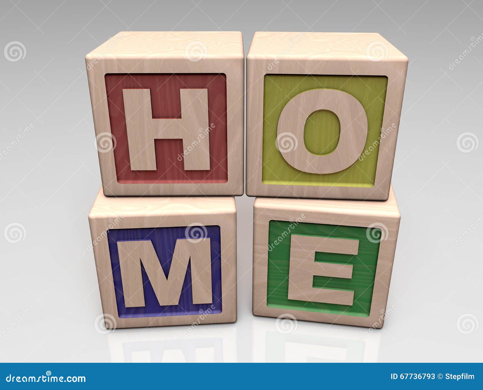 HOME Written with Wooden Blocks Stock Illustration - Illustration of ...